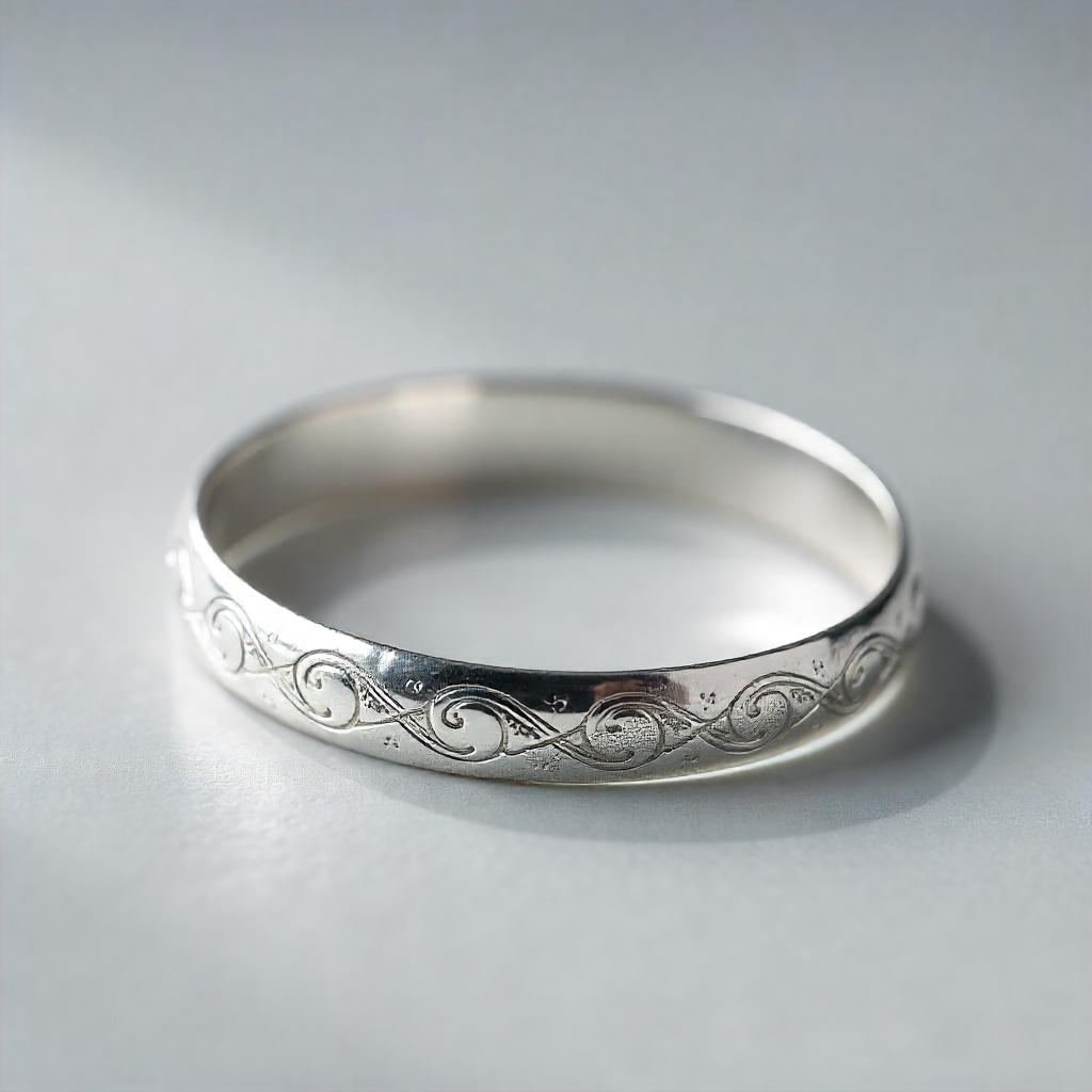 Engraved Silver Bangle for women